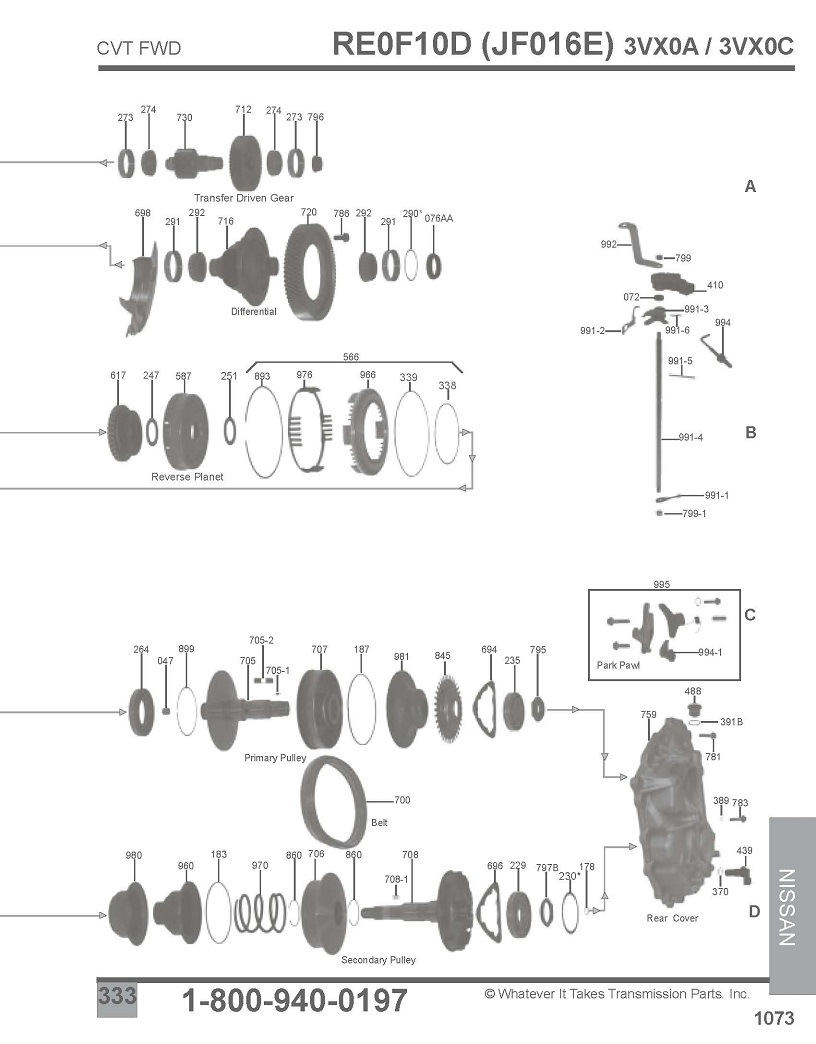Схема Jatco JF016E / CVT-8 /RE0F10D / W1CJC / F1CJC (Belt ECVT) FWD ...